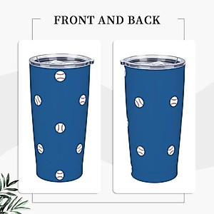 Baseballs Dodger Blue 20oz Tumbler Stainless Steel Vacuum Insulated Double Wall Travel Tumbler, Durable Insulated Coffee Mug, Thermal Cup With Lid and Straw for Hot & Cold Drinks