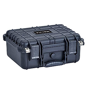MEIJIA Portable All Weather Waterproof Protective Case,Hard Case,Camera Case With Customized Fit Foam,Fit Use of Drones,Camera,Equipments,Pistols,Elegant Black,13.35 x11.63x5.98inches