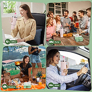 Sloworld Ice Cube Tray for Tumbler, 4 PCS Silicone Hollow Cylinder Ice Mold for Freezer, Chilling Coffee, Tea, Ice Drink, Juice, Whiskey, Cocktail, for Stanley Cup 20Oz, 30Oz, 40Oz(Green)