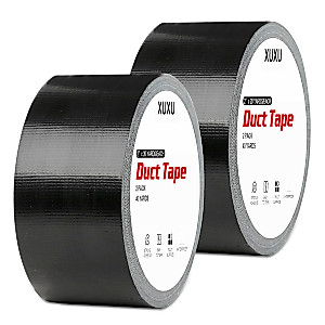 XUXU 2 Pack Duct Tape Heavy Duty Waterproof Black Duct Tape, Strong Adhesive Duct Tape Bulk for Indoor Outdoor Repairs Tear by Hand, 40 Yards x 2 Inch Total