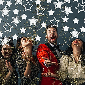 Confetti Star Confetti Birthday Party Scatter Wedding Party Sequins Glitter Metallic Table Decoration for Anniversary Birthday Retirement Weeding event Supplies.(Star 2 Size Silver)