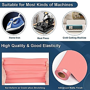 VINYL FROG Coral Heat Transfer Vinyl Rolls, 12"x25ft Coral Iron on Vinyl for Cricut & Cameo, White HTV Vinyl Roll for All Cutter Machine, Easy to Cut & Weed for Heat Press Design