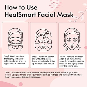 HealSmart 5 Pack Facial Mask Intensive 72 Hour Deep Hydrating & Instant Brightening Face Mask Sheet Improve Skin Clarity and Radiance, for All Skin Types, High Capacity, Made in Korea