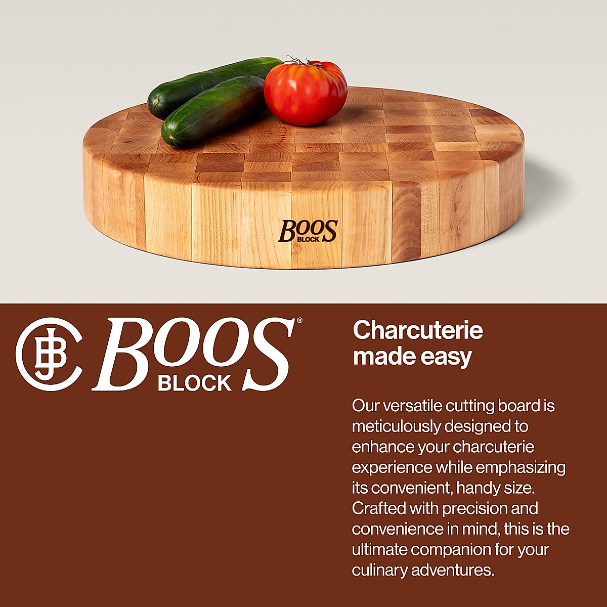 John Boos Block CCB183-R Classic Collection Maple Wood End Grain Round Chopping Block, 18 Inches Round x 3 Inches