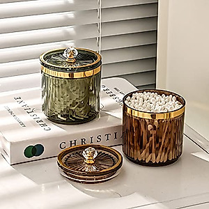 RockTrend Plastic Cotton Swab Ball Box Pad Holder Floss Organizer Box Clear Container Dispenser-Green