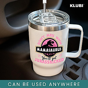 KLUBI Mother Gifts for Mom - Mamasaurus Cup 20 Ounce Mom Cups With Lid and Straw Postpartum Gifts for Mom Cups Tumbler Gifts for Mom Birthday Gifts for Mom Birthday Present for Mom Tumbler Cup