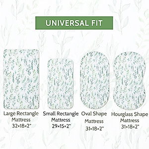 Bassinet Sheet for Baby Girl and Boy, Stretchy Soft Jersey Knit Fitted Sheet Universal for Oval,Hourglass and Rectangle Bassinet Mattress, Green Leaf