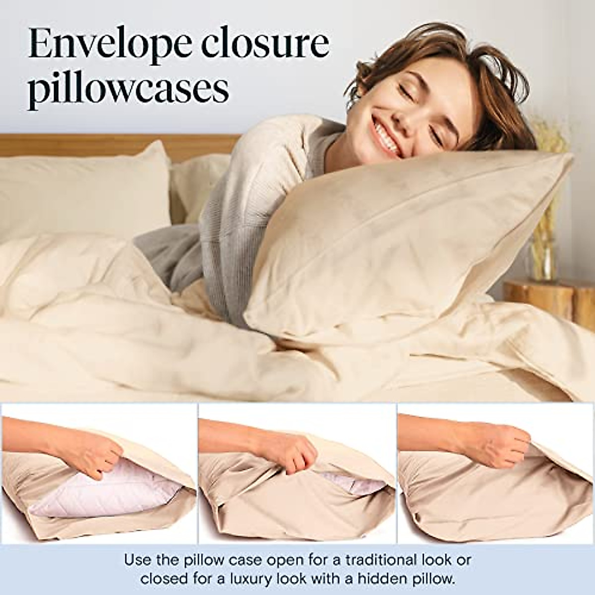 LuxClub 6 PC King Size Sheet Set Bamboo Sheets Deep Pockets 18" Eco Friendly Wrinkle Free Cooling Bed Sheets Machine Washable Hotel Bedding Silky Soft - Cream King