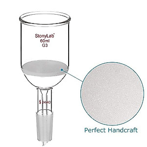 stonylab Buchner Filtering Funnel, Borosilicate Glass Buchner Filtration Funnel with Fine Filter Disc (G3) and 24/40 Lower Standard Joint, 60 ml
