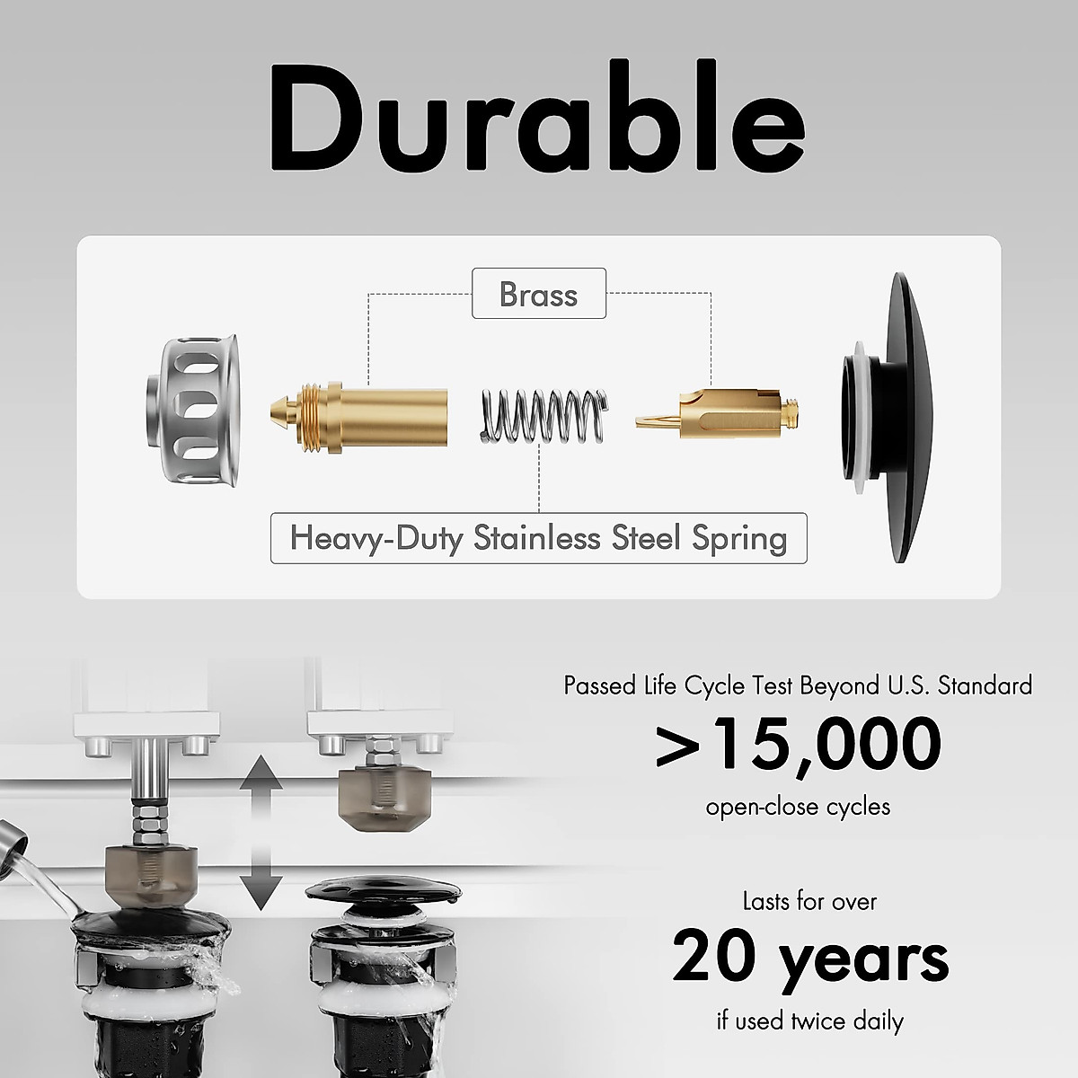 KES Bathroom Sink Drain with Strainer Basket Hair Catcher Anti Clog Pop Up Drain Stopper Vanity Vessel Sink with Overflow, Matte Black S2013A-BK