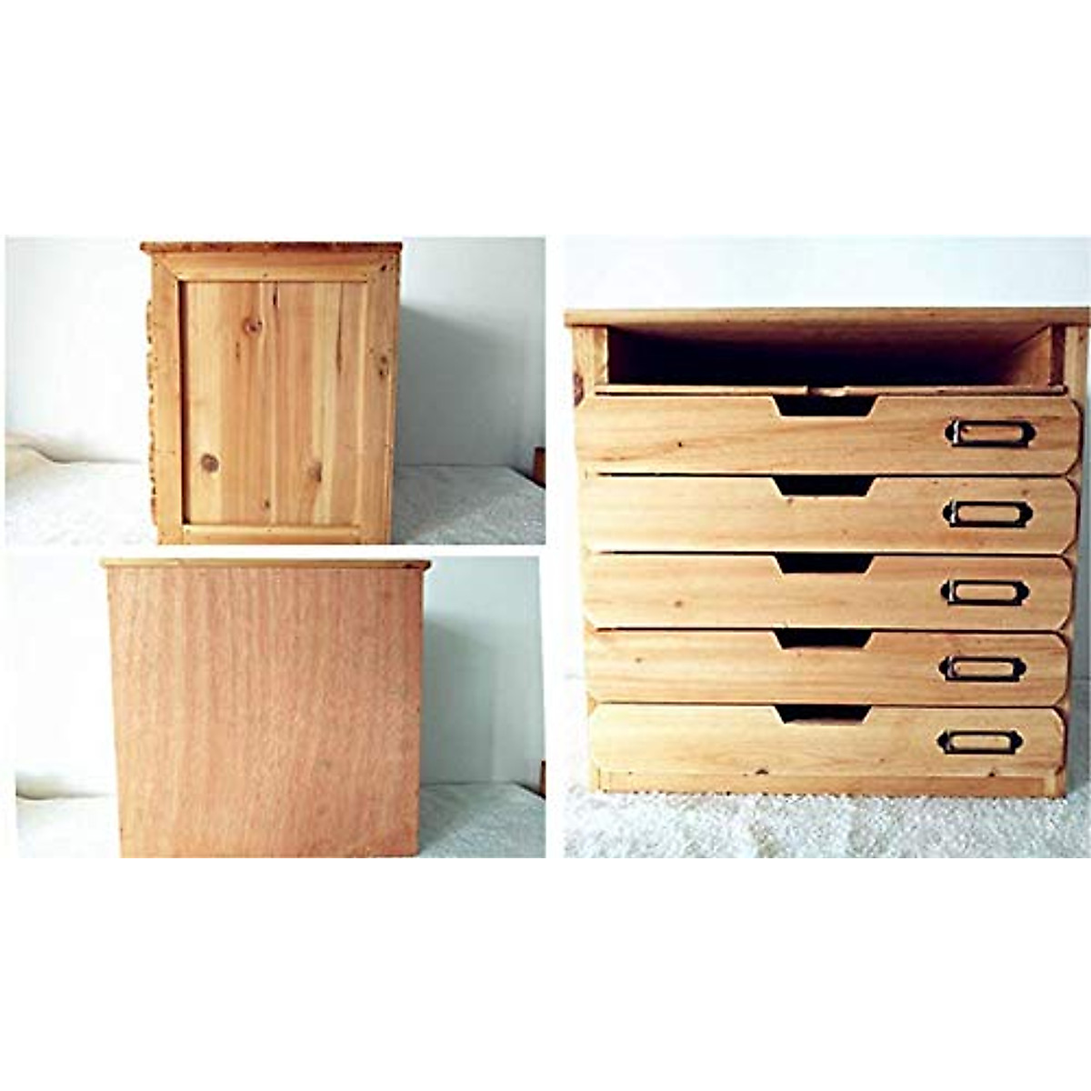 5 Flat Drawer Organizer for Home or Office Desk - Wooden Chest of Drawers - File Organizer with Drawers & 1 Paper Tray Slot - Desk Organizer w/ Storage Drawers & Label Holders - Wood File Box