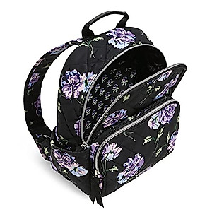 Vera Bradley Women's Performance Twill Small Backpack, Floating Plum Pansies, One Size