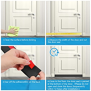 Ainiv 2 Pack Door Draft Stopper Under Door Seal, 2" W x 39" L Cutable Soundproof Door Seal, Adhesive Under Door Sweep for Exterior & Interior Doors Dust and Noise Insulation Weather Stripping-Black