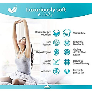 DREAMCARE Sheets Full Size Bed - Cooling Bed Sheets - 6pcs Set - Full Sheet Set - Full Size Sheets - Full Size Sheet Sets Soft & Long Lasting 100% Fine Brushed Polyester with Side Pocket - Gray