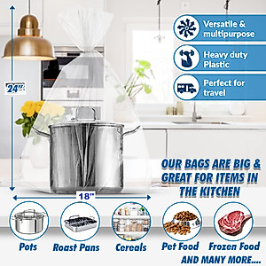 [ Pack of 100 ] 5 Gallon Bucket Liner Bags for Marinating and Brining - 2 MILL THICK- BPA FREE - ''18x24'' - Poly Bags, Food Grade, BPA Free, X-Large BIG Bags for Food Storage, Freezer, Meat, Seasonal