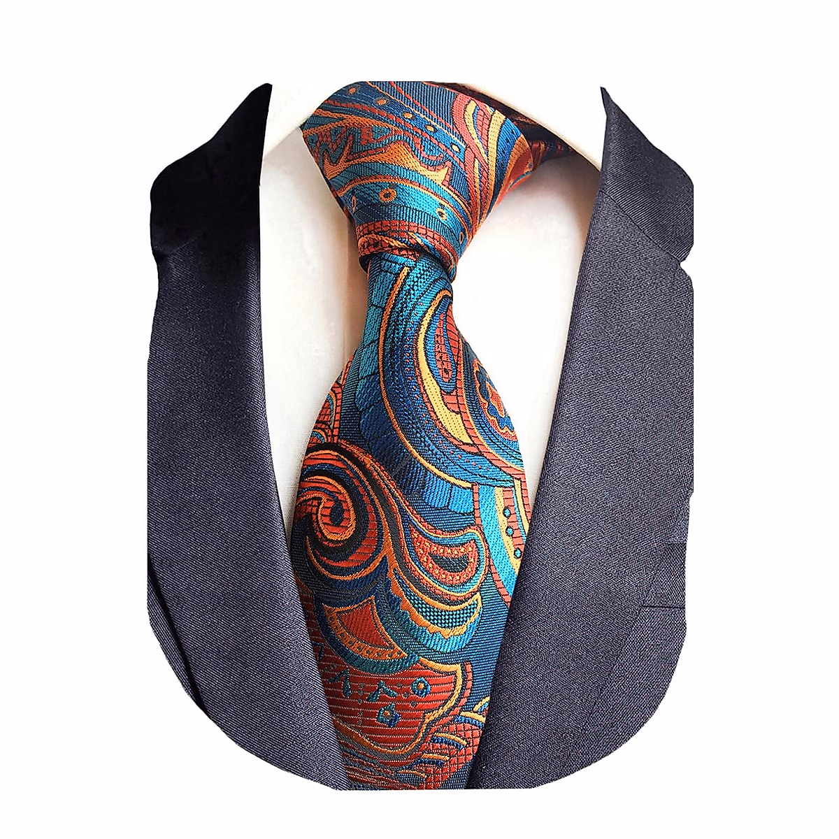 GUSLESON Mens Floral Tie Fashion Necktie for Wedding Party (0694-05)