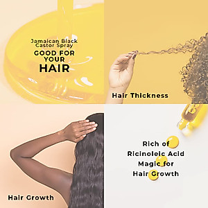 Well's Oil ROSEMARY + Jamaican Black Castor Oil Spray | 4oz(118ml) | Hair Detangler Spray | Increase Hair Growth, Scalp Treatment | Natural Leave-In Conditioner