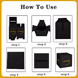 Laroder 1 Pack Black Card Box Wedding Card Box Graduation Card Box Holder Card Box for Party Baby Bridal Shower Funeral Retirement Gold Card Box Cardboard Birthday Card Box Raffle Box