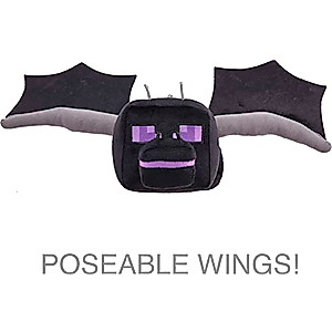 Mattel Minecraft Ender Dragon Plush Toy with Lights & Sounds, 12-Inch Soft Doll with Posable Wings, Video Game Character