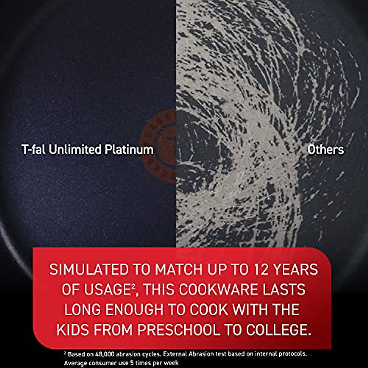 T-fal Platinum Nonstick Cookware Set 12 Piece Induction Pots and Pans, Dishwasher Safe Slate