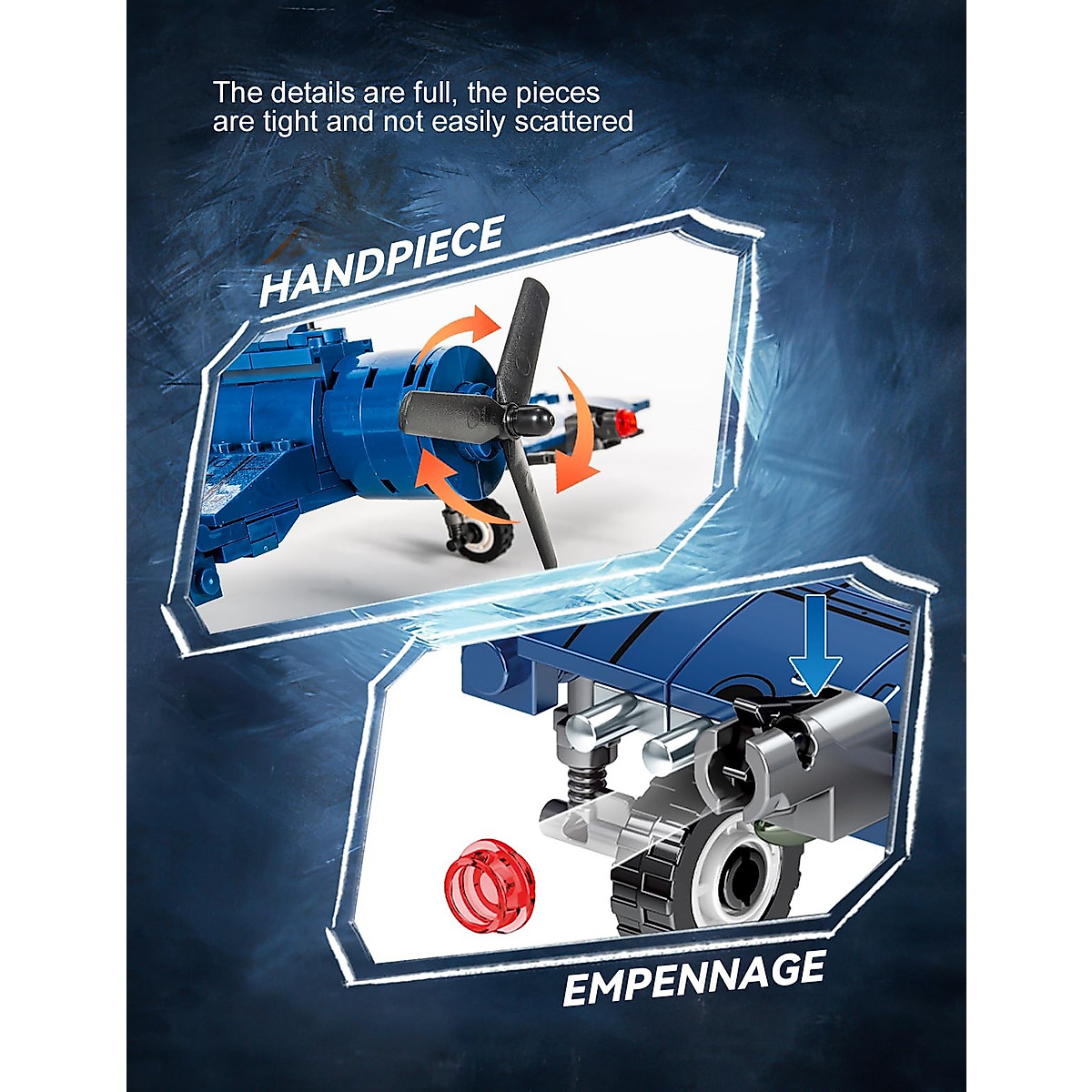 SEMKY Military Fighter Jet F4U WW2 Fighter Aircraft Jet Corsair Air Force Building Block Set (440 Pieces) -Building and Military Toys Gifts for Kid and Adult