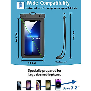 KUXNGUYI Waterproof Phone Pouch [2-Pack with Lanyard],Universal IPX8 Diving Grade Underwater Case,HD Touch Large Cellphone Protector Waterproof Dry Bag Up to 7.2"