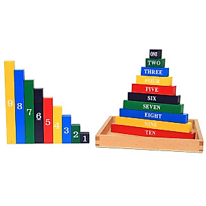 Mfumyy Montessori Math Materials for Preschool,Wood Small Numerical Rods,Educational Counting Toy,Math Blocks,Addition , Subtraction Games Educational Learning Material for Toddler,Multicolor,Medium