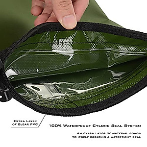 KastKing Cyclone Seal Dry Bags,Waterproof Storage Dry Bags,5L/10L/20L/30L Roll Top Sack,Military Grade Construction for Swimming,Kayaking,Boating,Hiking,Fishing,Green,20L