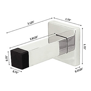 Nuk3y Modern Square Wall Door Stop or Coat Hook, 2 Pack (Stainless Steel)