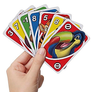 Mattel Games ​UNO Junior Card Game for Kids with Simple Rules, Levels of Play and Animal Matching for 2-4 Players