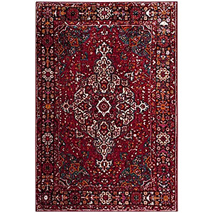 SAFAVIEH Vintage Hamadan Collection Accent Rug - 4' x 6', Red & Multi, Oriental Persian Design, Non-Shedding & Easy Care, Ideal for High Traffic Areas in Entryway, Living Room, Bedroom (VTH222A)