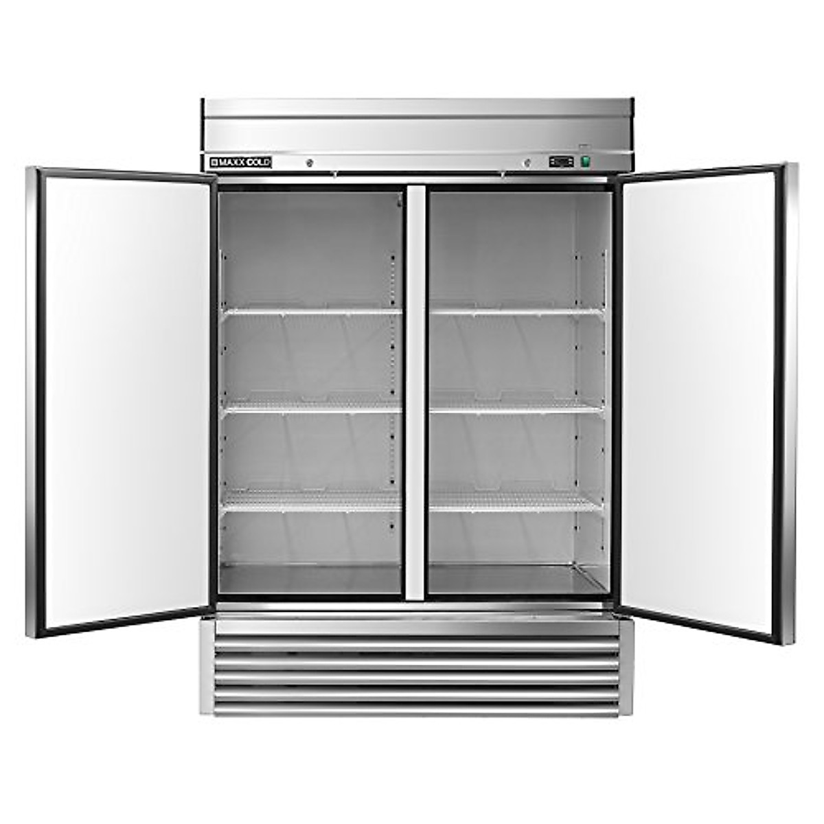 Maxx Cold MXSR-49FDHC Commercial Reach-in Refrigerator Freestanding 2-Door, with Heavy Duty Shelves Digital Controls and Automatic Defrost, Stainless Steel