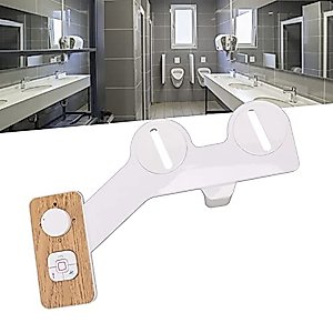 Toilet Bidet Attachment with 7/8 Copper Tee, Wood Grain Button, Double Nozzle Bidet Attachment, Sanitary and Women's Laundry