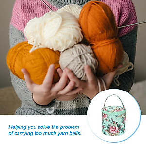 PATIKIL Yarn Storage Bag, Portable Crochet Knitting Bag Case Skein Ball Holder Organizer Crocheting Tote Supplies for Sewing Craft Projects, Green Peony