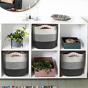 AivaToba 3 Pack Storage Basket: Toy Basket Cotton Rope Basket with Handles - Decorative Basket for Clothes, Blankets, Toys, Books（ 13.4” x 8” x 9” ）