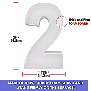 3FT Mosaic Balloon Frame Number 2 Marquee Light Up Numbers Pre-Cut Kit Thick Foam Board for Birthday Decoration