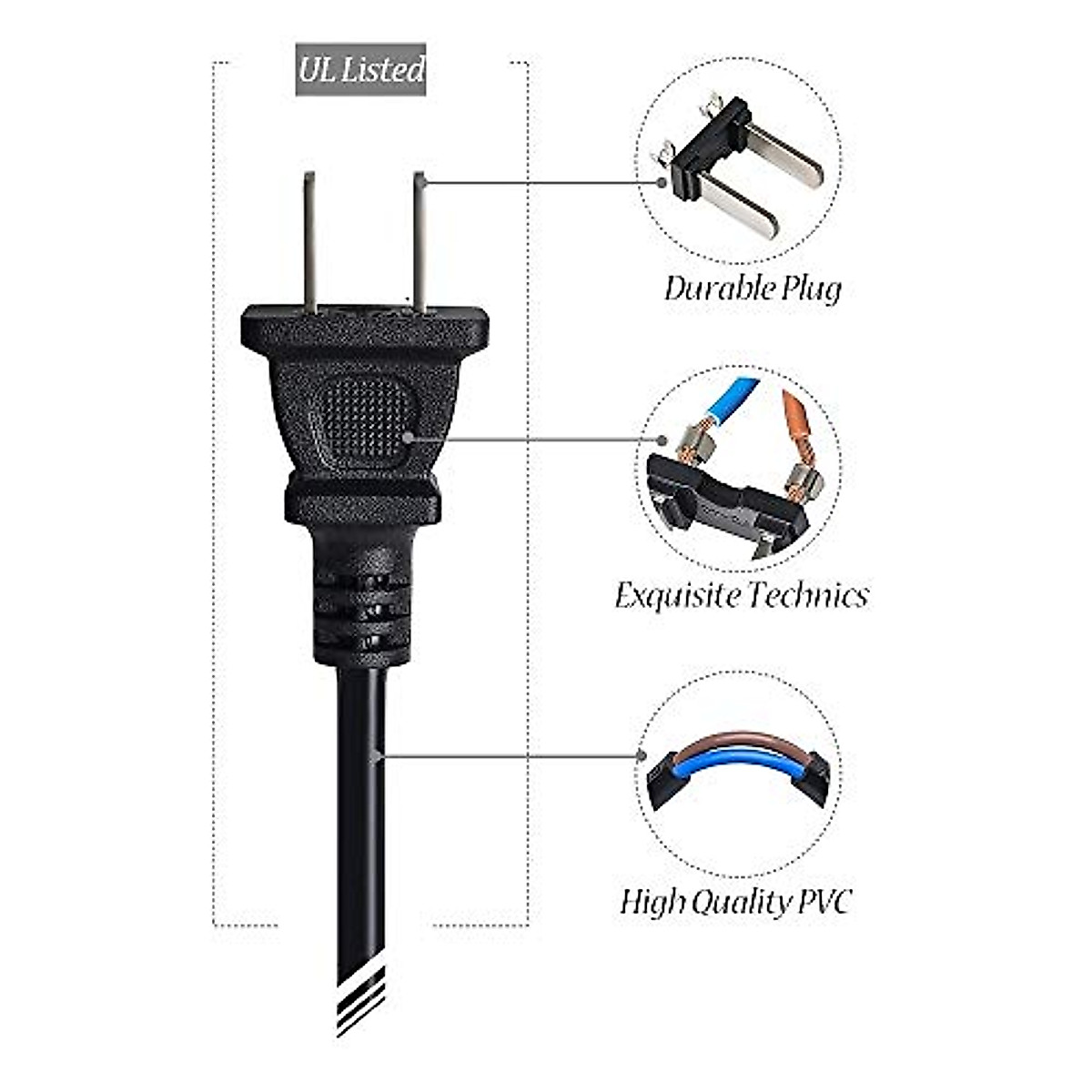 Power Cord Cable for Canon PIXMA MX922 MX490 MX492 MP495 MP560 MX870 MG2420 MG2520 MG2920 MG3620 TS9120 TS3122 TS6120 TR4520 TR7520 TR8520 TR8550 Printer Power Cord Replacement AC Cable