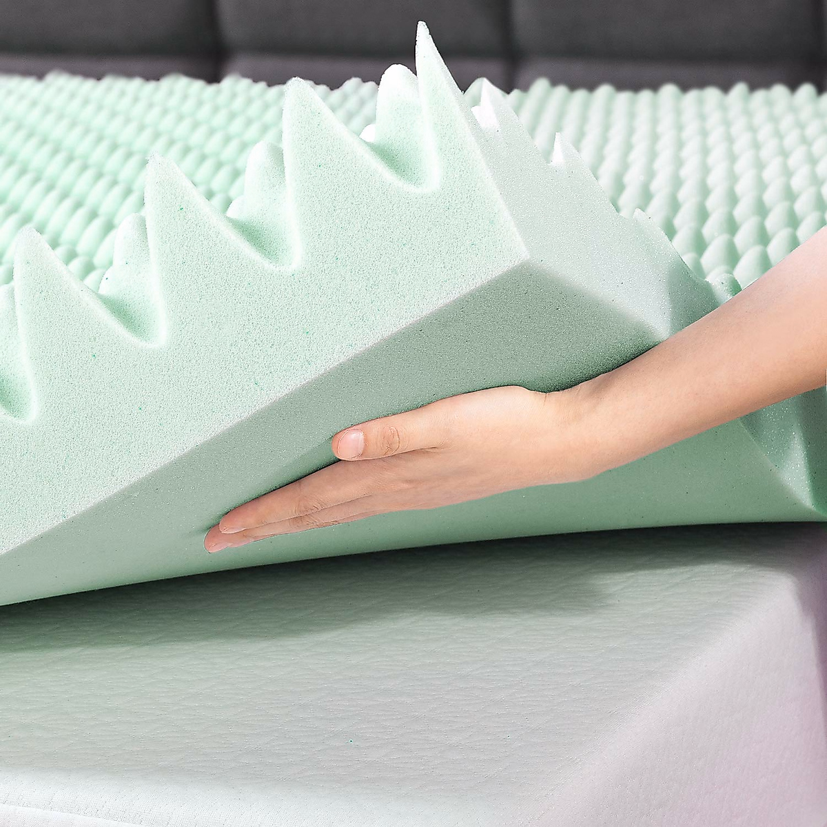 Best Price Mattress 3 Inch Egg Crate Memory Foam Mattress Topper with Calming Aloe Infusion, CertiPUR-US Certified, Short Queen