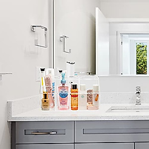 Sumerflos Acrylic Hair Tool Organizer, Hair Dryer Holder and Styling Tool Accessories Organizer for Toiletries, Bathroom Supplies Vanity Countertop Storage Blow Dryer, Makeup, Curling Iron - Clear