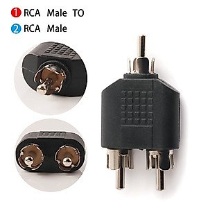 NANYI RCA Male to 2 RCA Male Audio Heads, RCA M One-Two RCA M Stereo Interconnect Audio Adapter, 2Pack (RCA M-2xRCA M)