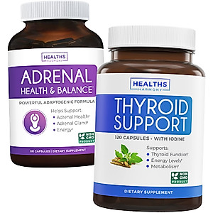 Bundle of Thyroid Support & Adrenal Support - Complete Balance Bundle Thyroid Support with Iodine Improve Your Energy and Adrenal Support & Cortisol Manager (Non-GMO) Powerful Adrenal Health Support