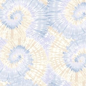 Texco Inc Tie Dye Ombre Pattern Printed Poly Rayon Spandex French Terry DIY Stretch Fabric, Blue Peach 2 Yards