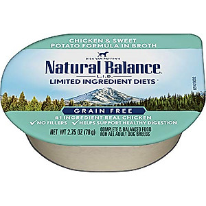 Natural Balance Limited Ingredient Diet Chicken & Sweet Potato | Adult Wet Grain-Free Canned Dog Food in Broth | 2.75 Ounce (Pack of 24)