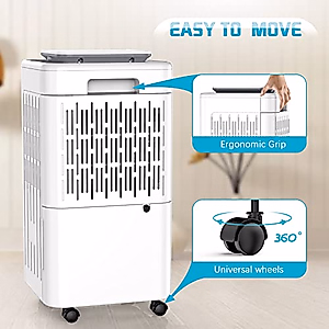 LUKO 2000 Sq. Ft Dehumidifiers for Large Room and Basements, 30 Pints Dehumidifier with Drain Hose, Auto or Manual Drainage, 0.528 Gallon Water Tank, Auto Defrost, Dry Clothes Function, 24H Timer (white)