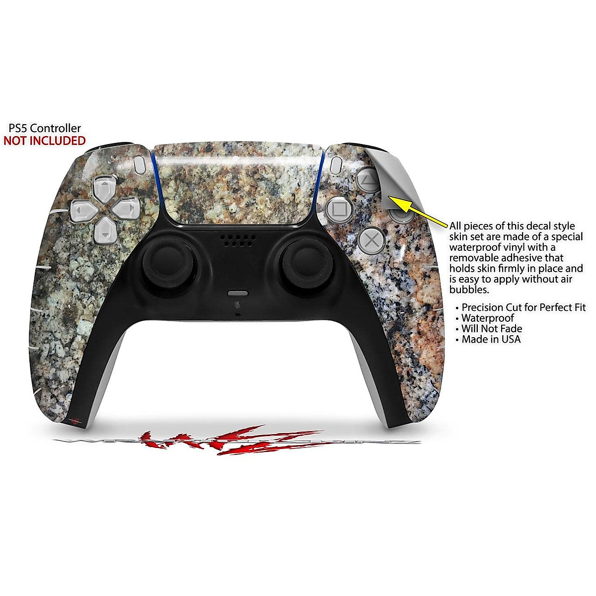 WraptorSkinz Skin Wrap compatible with Sony PS5 DualSense Controller Marble Granite 05 Speckled (CONTROLLER NOT INCLUDED)