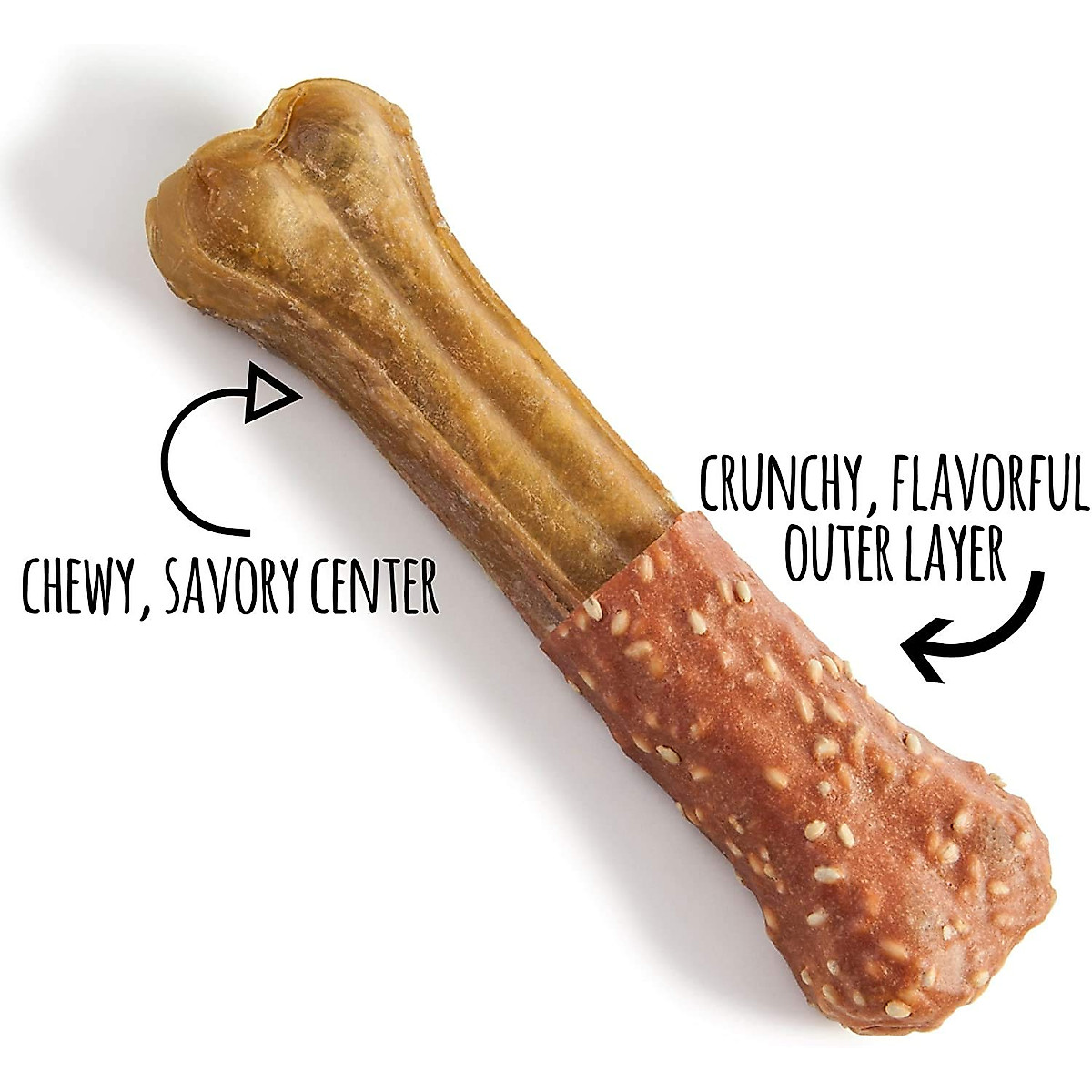 Pet 'n Shape Long Lasting Chewz Dog Treats - Chicken Wrapped Rawhide - 1 Bone, 8-Inch Long