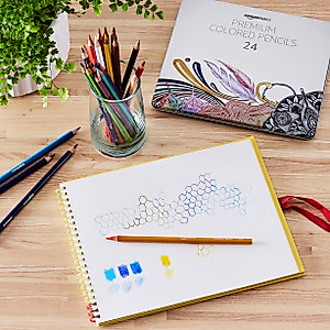 Amazon Basics Premium Colored Pencils, Soft Core, 24 Count (Pack of 1)