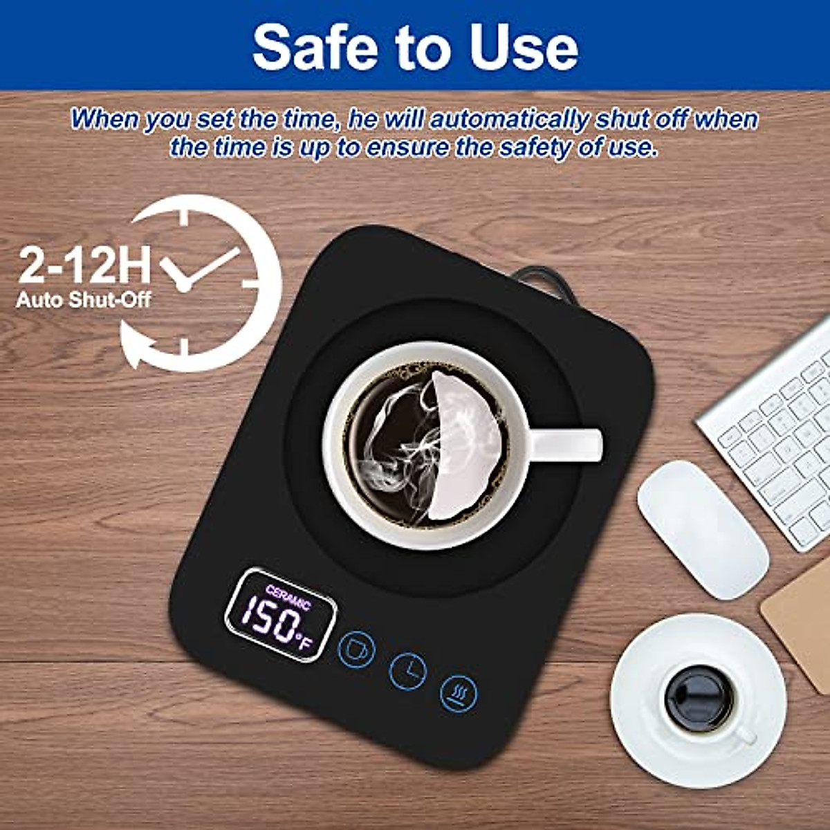 Coffee Mug Warmer - Cup Warmer for Desk Candle Warmer Automatic Shut Off, Smart Beverage Warmer with 3 Temperature Settings Touch Switch for Coffee, Water, Milk, Tea, Safely Use for Office/Home