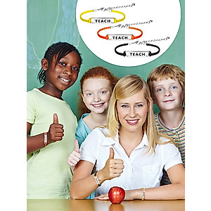 24 Pieces Teach Blessing Bracelets Colorful Greeting Bracelets Graduation Gifts for Women Men Teacher Appreciation Bracelet Graduation Gift Blessing Teacher's Day Gift Presents (Novel Style)