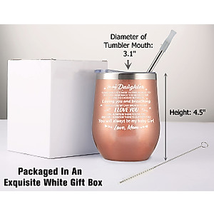 GEANHIL Daughter Tumbler Gifts from Mom-Birthday Gift for Daughter-Graduation Gift-Christmas Gifts for Daughter Daughter in Law-You Will Always Be My Baby Girl-12oz Rose Golden Tumbler Coffee Cup Mug